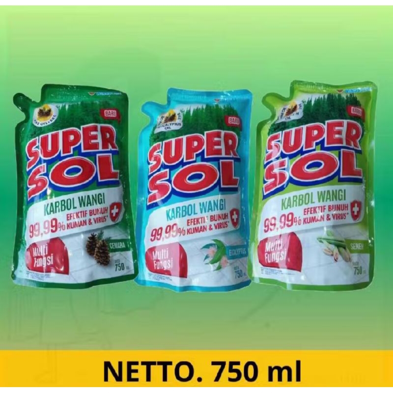Jual SUPERSOL KARBOL CEMARA / SEREH / EUCALYPTUS 750ML | Shopee Indonesia