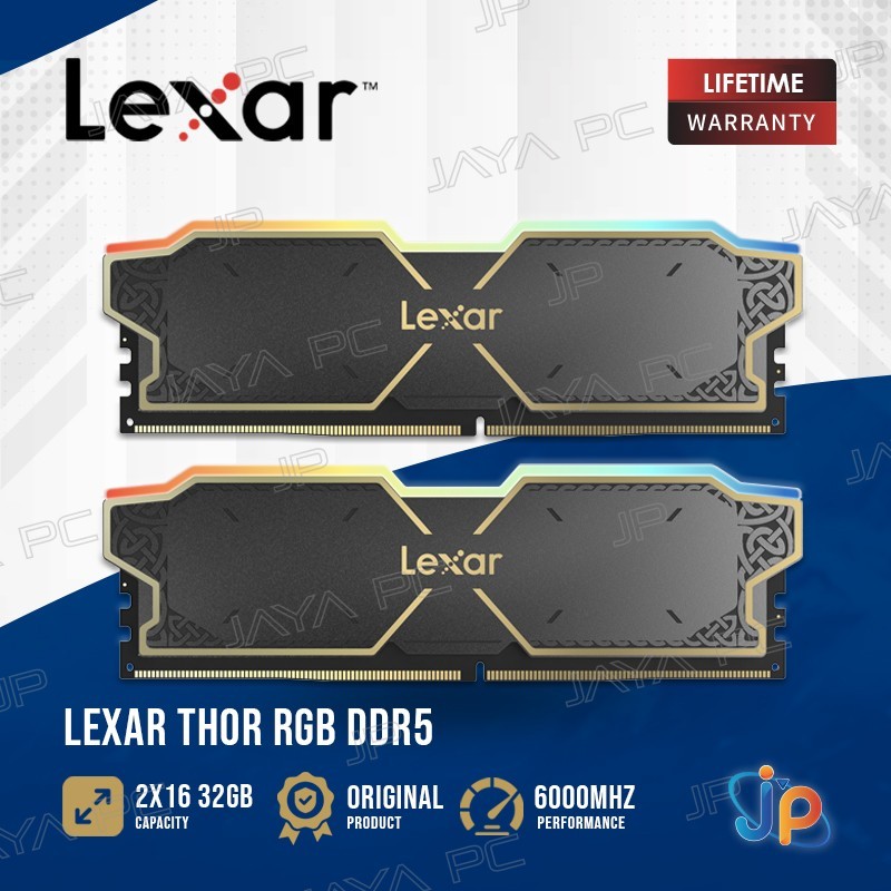 Jual Memory Lexar Thor RGB DDR5 PC48000 6000Mhz 32GB 2x16GB Ram ...