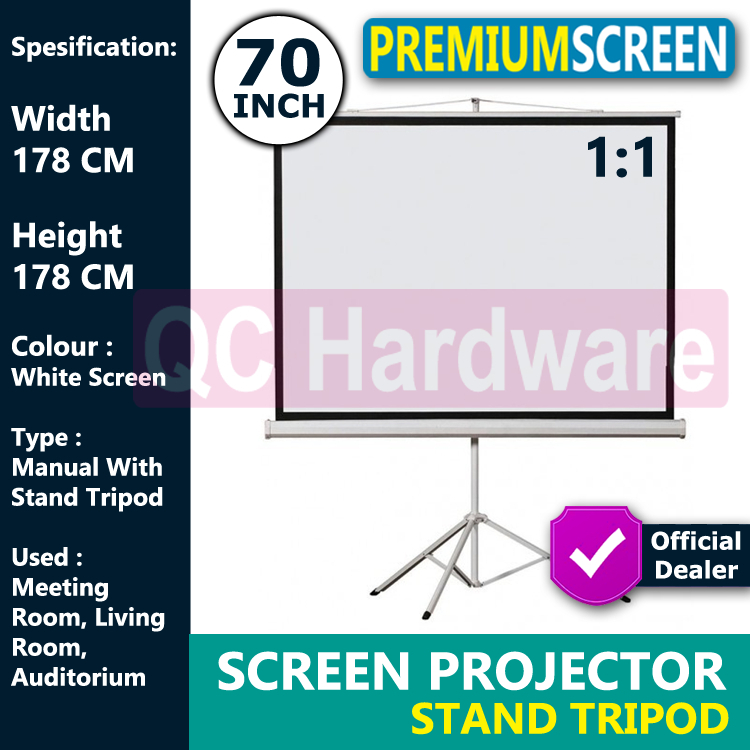 Jual Premium Screen Projector Tripod 70 inch Rasio 1:1 - Layar ...