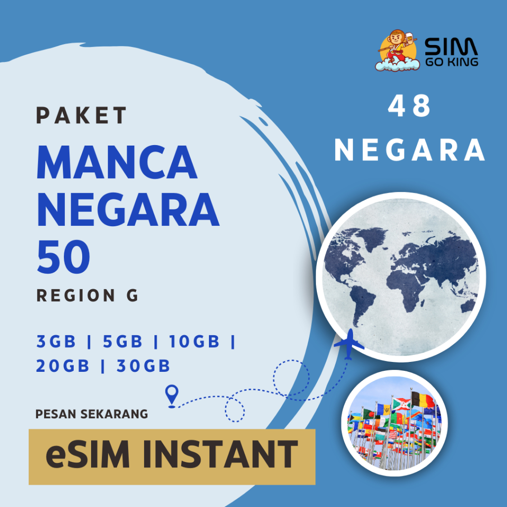 Jual SIM Go King eSIM ROAMING Travel Region G 48 Negara Multi-Country ...