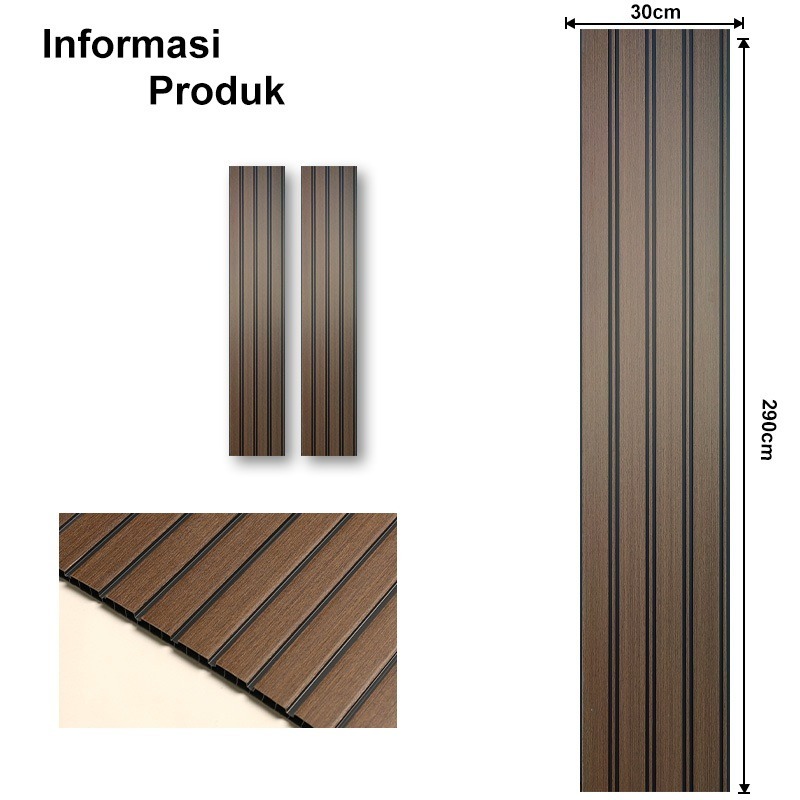 Jual Woodpanel Dekorasi Rumah Mewah Wallpanel 300x10mm 2.9Meter Composite Echo Wood / Wood Panel ...