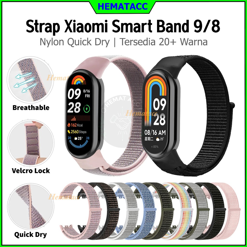 Jual Strap Mi Band 10 9 8 Nylon Velcro Quick Dry Tali Nilon Xiaomi Smart Band 8 9 10 Strip ...