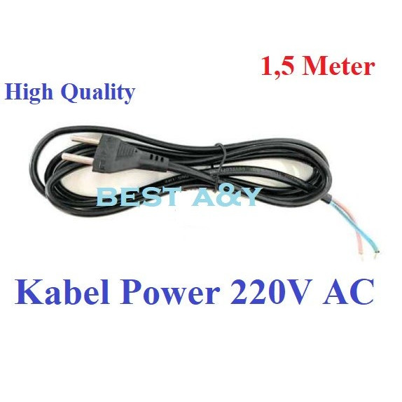 Jual Kabel Power 220V AC cord Buntung colokan Steker listrik 1.5 meter ...