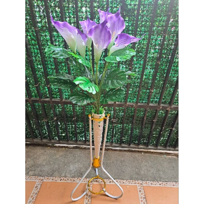 Jual bunga artificial bunga anthurium kombinasi daun monstera set pot ...