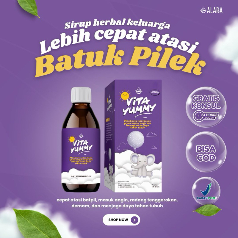 Jual Madu Sirup Herbal Batuk Pilek Ibu & Anak - Masuk Angin, Sinusitis, Demam - Alara Vita Yummy ...