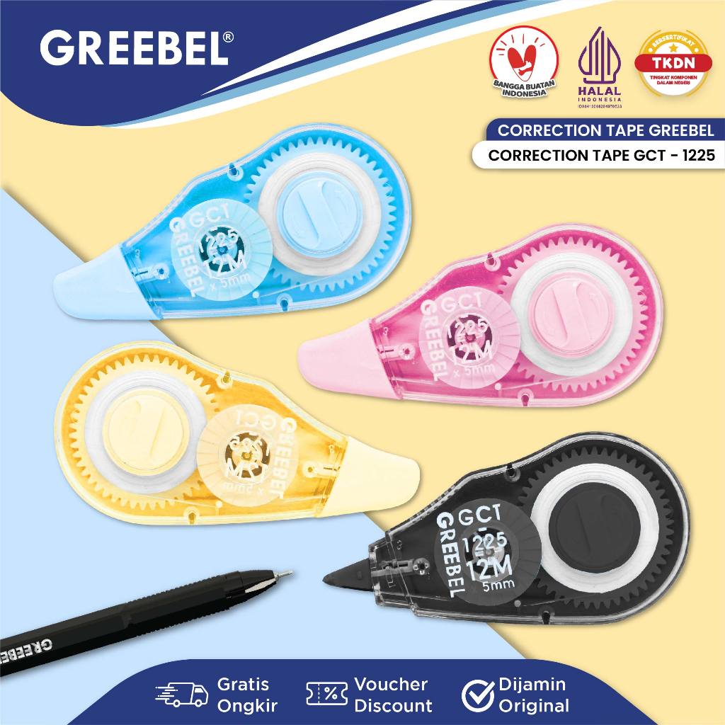 Jual GREEBEL Correction Tape GCT-1225 / Tip Ex Kertas Roll Pita Koreksi ...