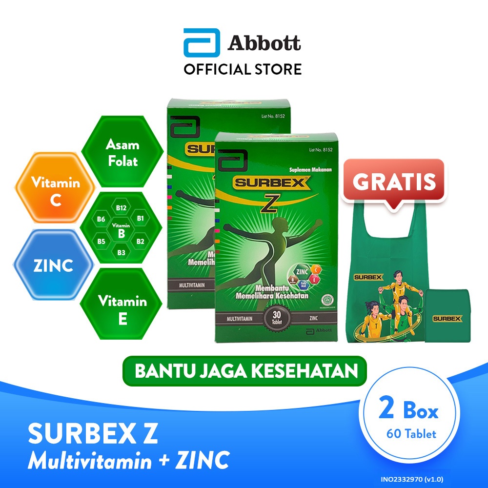 Jual Abbott [Twin Pack] Surbex Z box 30 tab - Multivitamin & ZINC ...