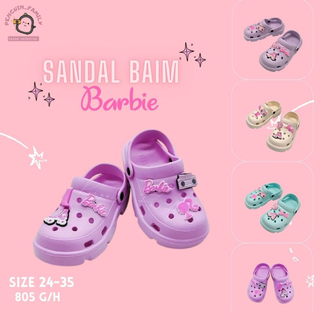 Jual Sandal Baim Barbie Anak Sendal Kodok Trendy Bakpau Jibbitz Barbie ...