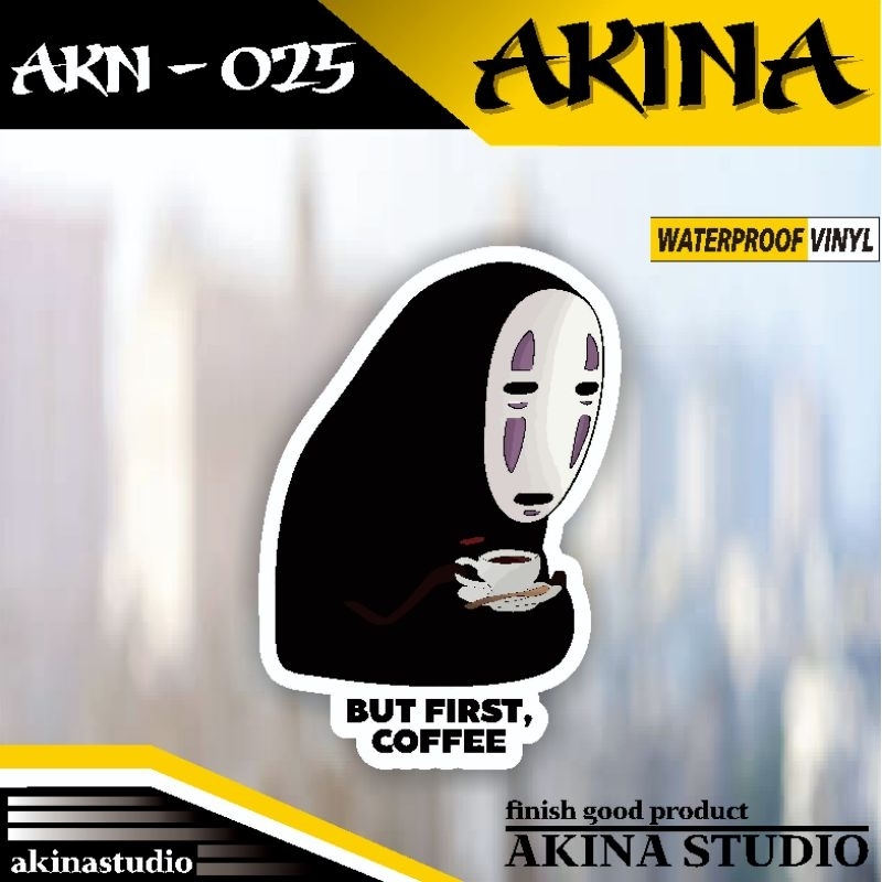 Jual sticker vinyl anti air no face coffe first | stiker vinyl anti air ...