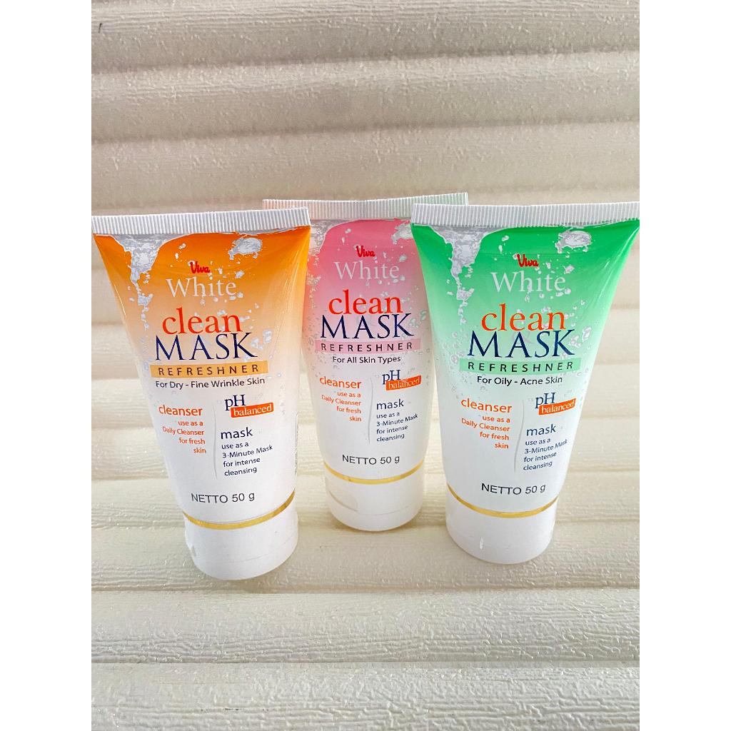 Jual VIVA WHITE CLEAN MASK REFRESHNER/FACIAL WASH PEMBERSIH MUKA MASKER ...