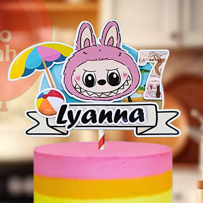 Jual Topper Labubu Cake 3D Bisa Custom Nama dan Umur untuk Hiasan ...