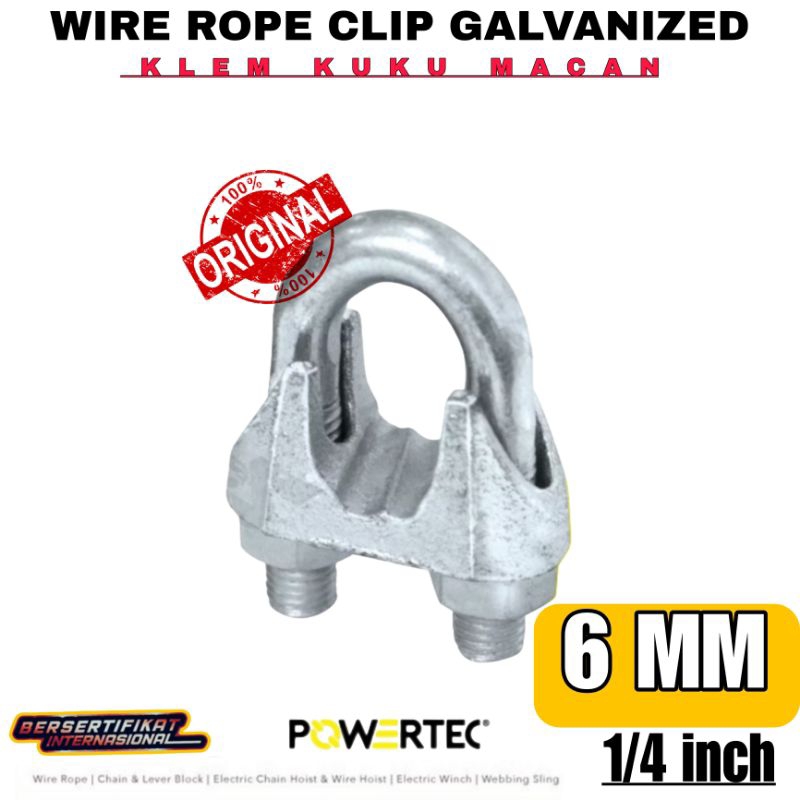 Jual KLEM SLING KUKU MACAN GALVANIZED 6MM -1/4INCH | POWERTEC WIRE ROPE ...