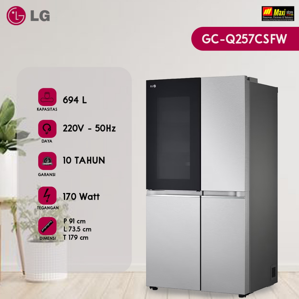 Jual LG GC-Q257CSFW Kulkas Side-by-Side Instaview [694 L] Door-in-Door | Shopee Indonesia