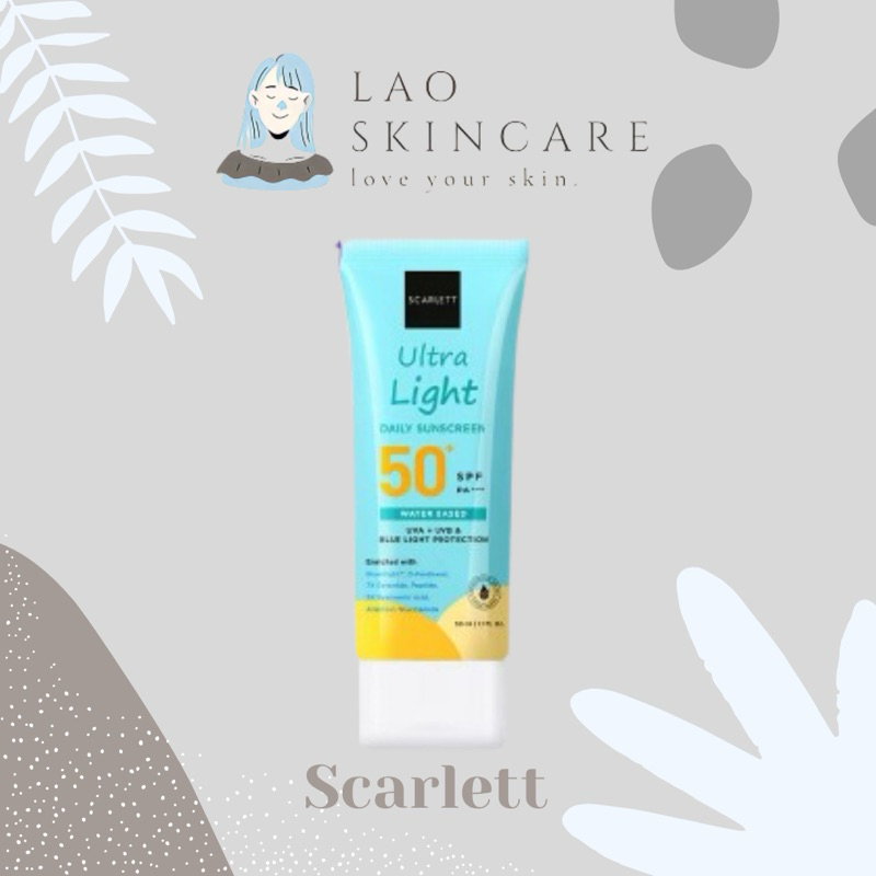 Jual SCARLETT Ultra Light Daily Sunscreen SPF 50+ PA++++ Water Based 50ml Besar | Shopee Indonesia