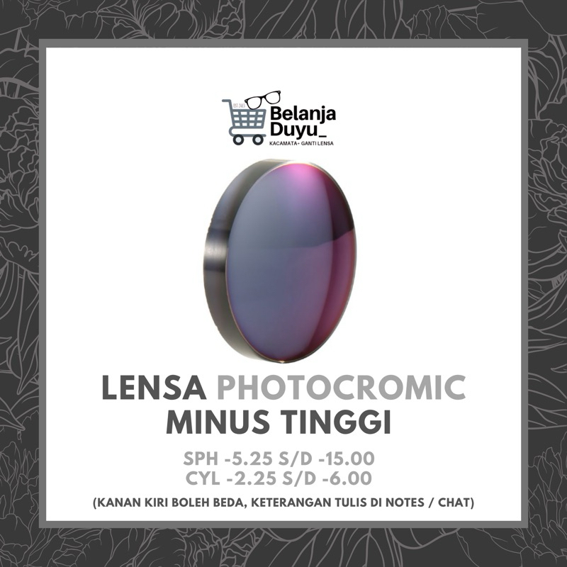 Jual LENSA PHOTOCROMIC MINUS & SILINDER TINGGI (MINUS TEBAL) | Shopee ...