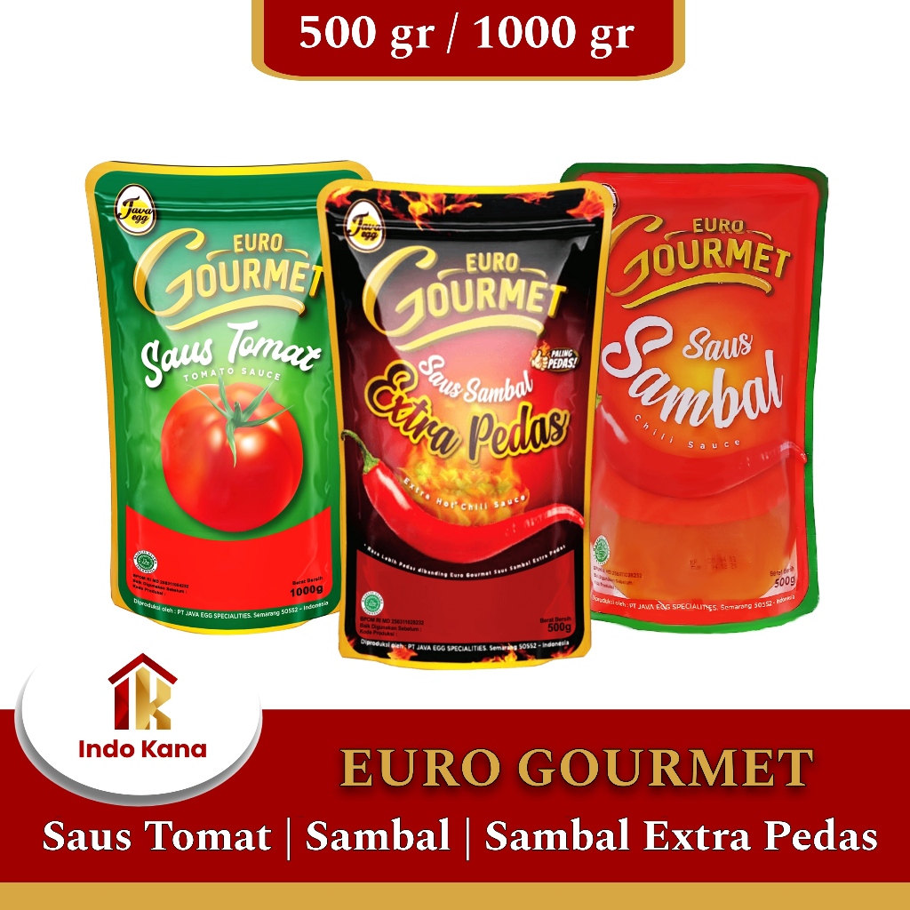 Jual EURO GOURMET Saus SAMBAL/Saus SAMBAL EXTRA PEDAS/Saus TOMAT 500 Gr ...