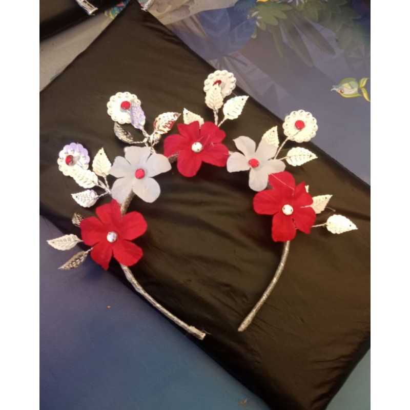Jual bando mahkota merah putih bunga mawar permata | Shopee Indonesia