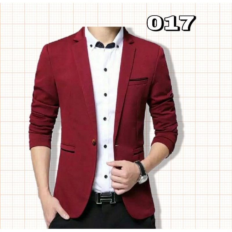 Jual Jas Pria Merah Slim Fit Keren | Shopee Indonesia