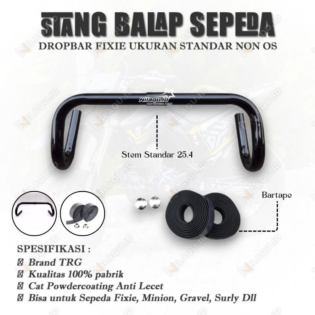 Jual Paket stang dropbar fixie roadbike stang sepeda balap dropbar 25.4 ...