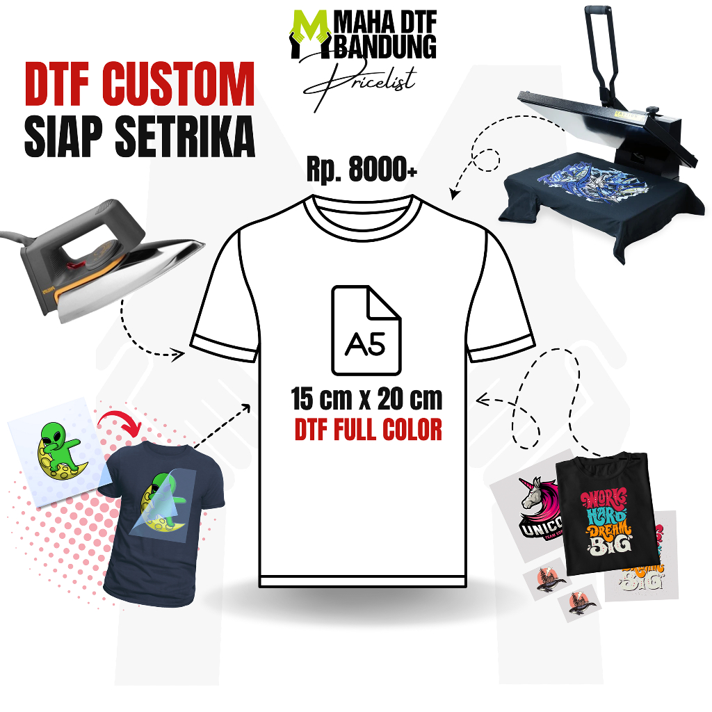 Jual Custom DTF Sablon A5 Satuan Sablon Sticker Custom Sablon Kaos ...