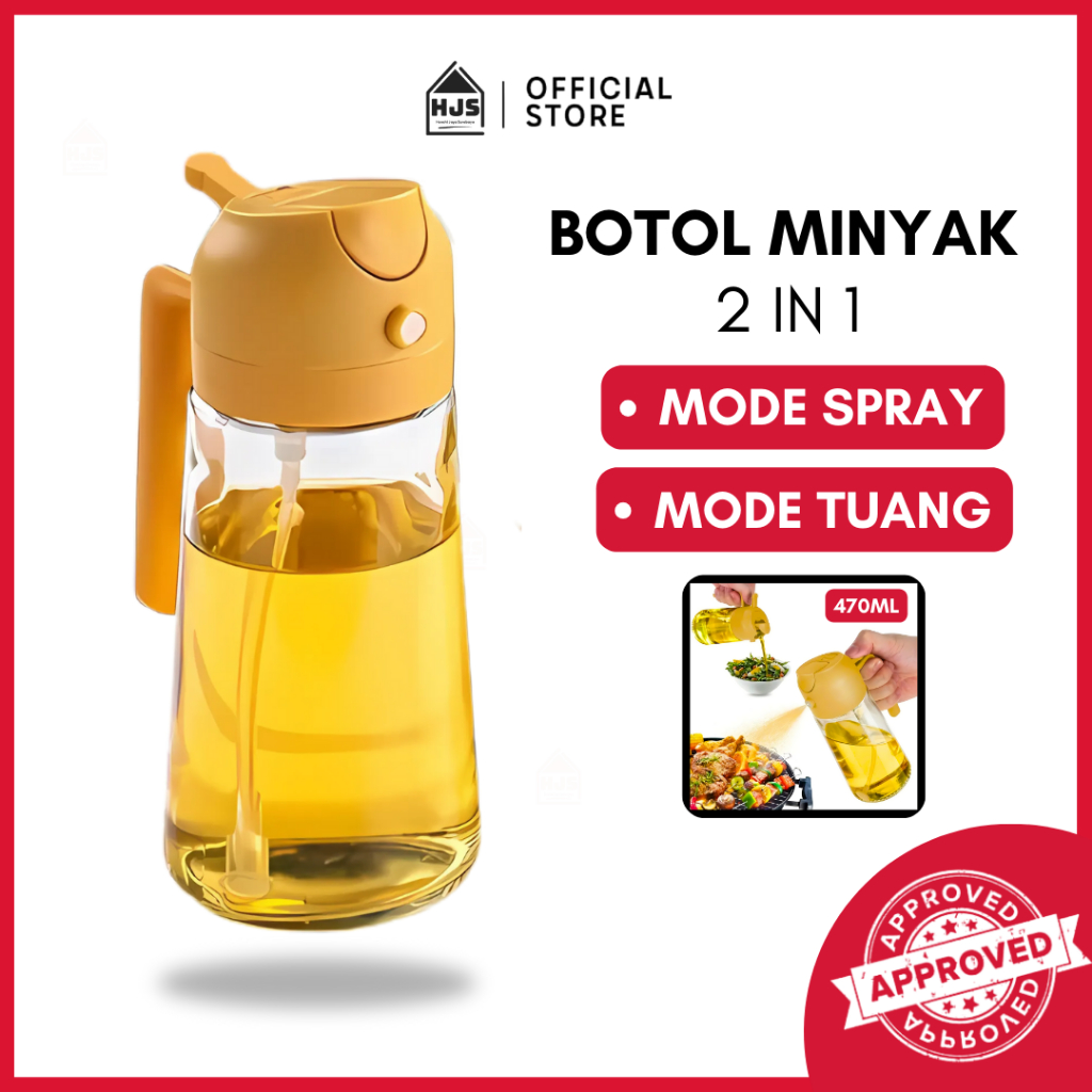 Jual [HJS] Botol Minyak Goreng Kaca Semprot Tuang Spray Transparan 2in1 ...