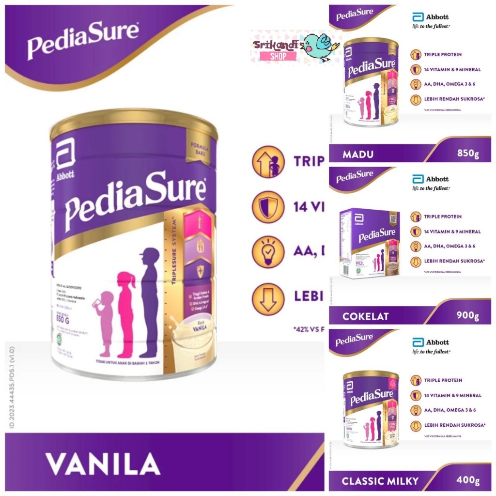 Jual PEDIASURE TRIPLESURE VANILA MADU COKLAT 380 400 800 850 900 [PT125] | Shopee Indonesia