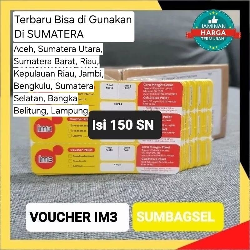 Jual Voucher Kosongan Indosat /im3 150 SN SUMATERA Exp 31 Des 2026 ...