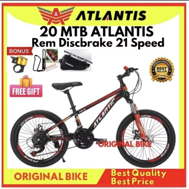 Jual SEPEDA GUNUNG MTB ATLANTIS 20 inch REM CAKRAM 21 SPEED | Shopee ...