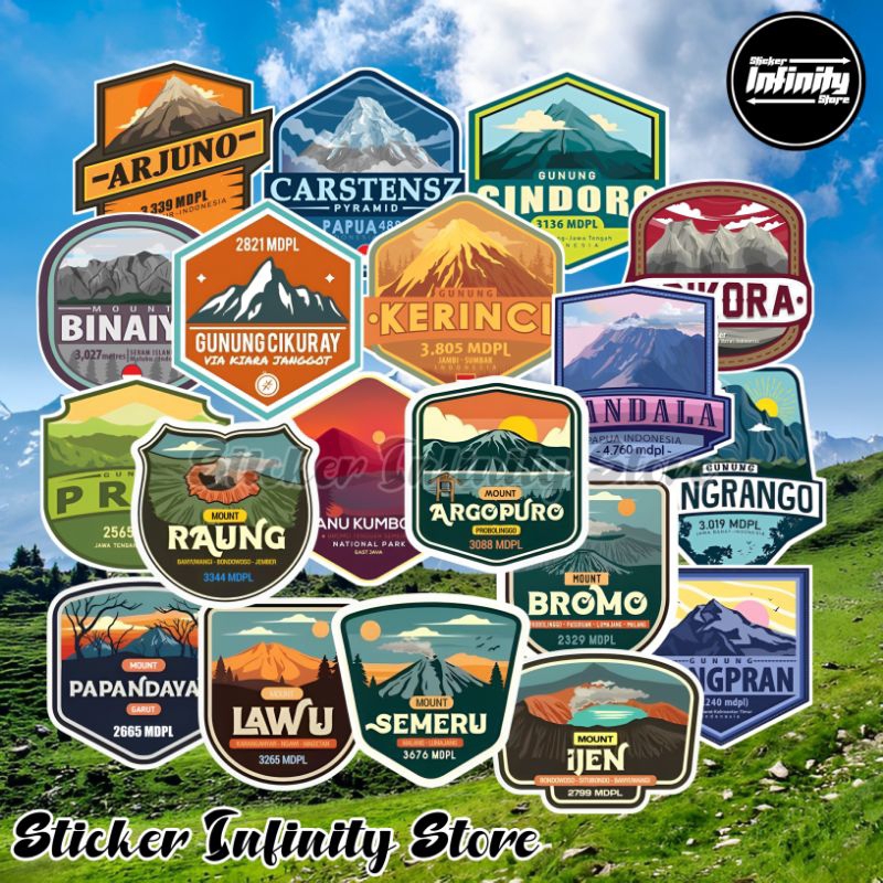 Jual Stiker Pack Gunung Indonesia Cutting Pola Vinyl Tahan Air - 1 Pack ...