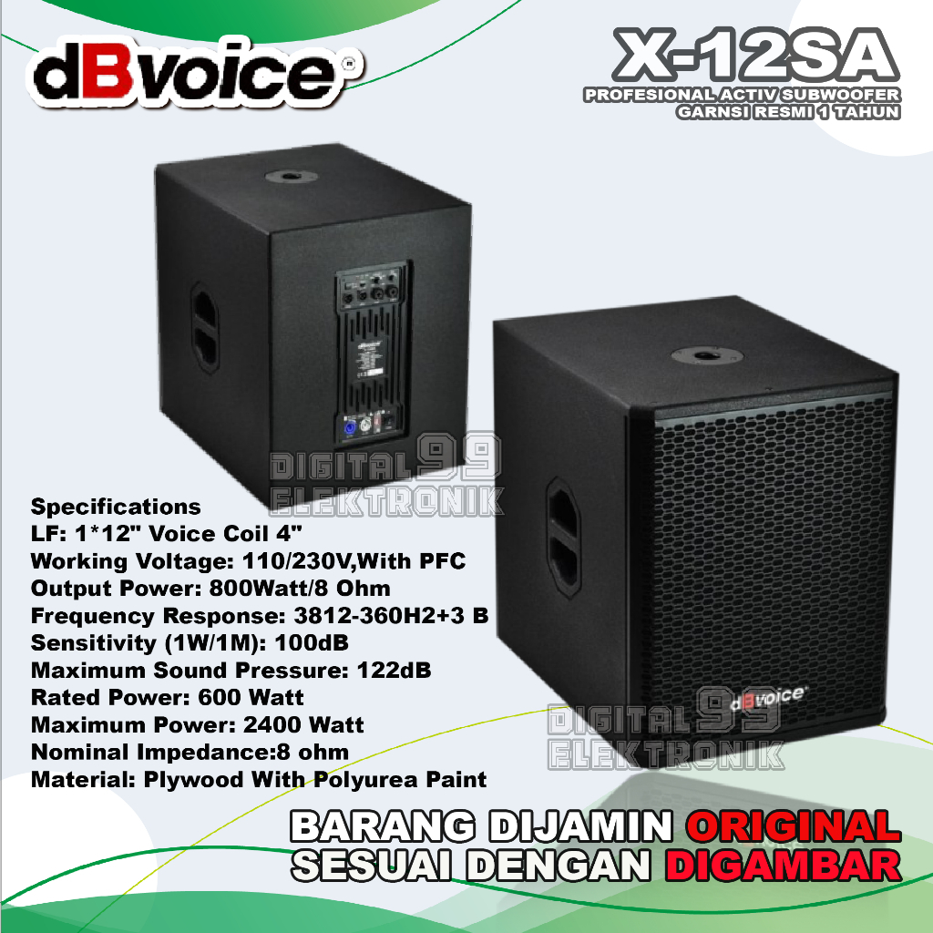 Jual Speaker Subwoofer Aktif 12 Inch DB VOICE X12SA | X 12SA | X-2SA ...