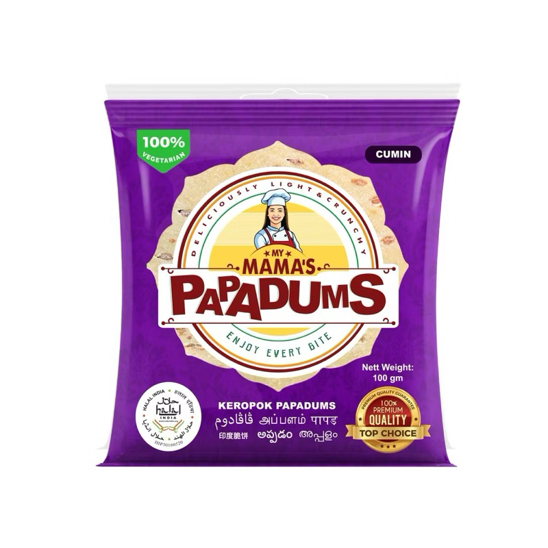 Jual MY MAMA'S PAPADUMS - CUMIN FLAVOUR 100gr Halal Product Premium ...