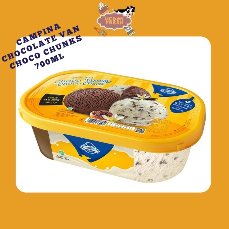 Jual Ice Cream Campina Chocolate Vanilla Choco Chunk 700ml | Shopee ...