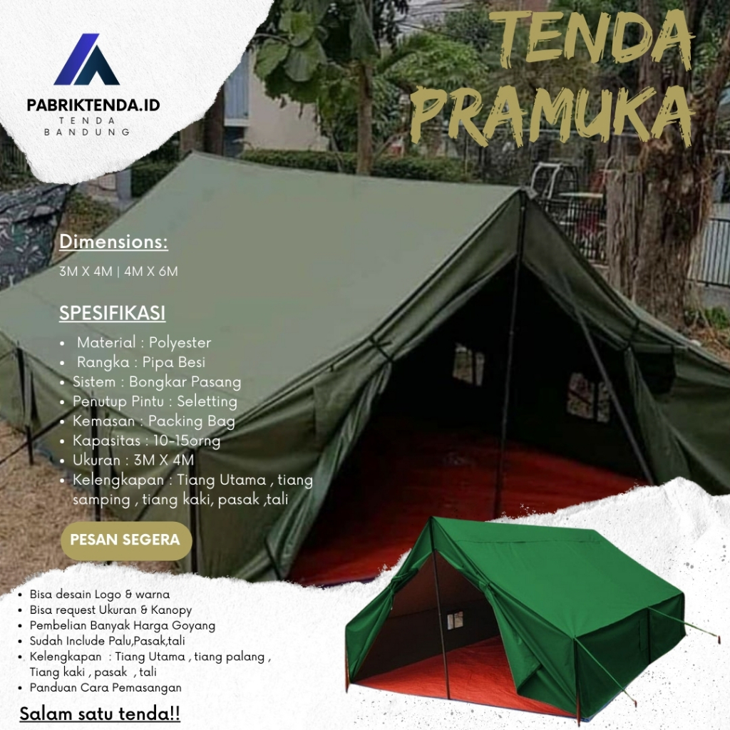 Jual Tenda Regu Pramuka | Tenda Komando pleton Barrak Army TNI militer ...