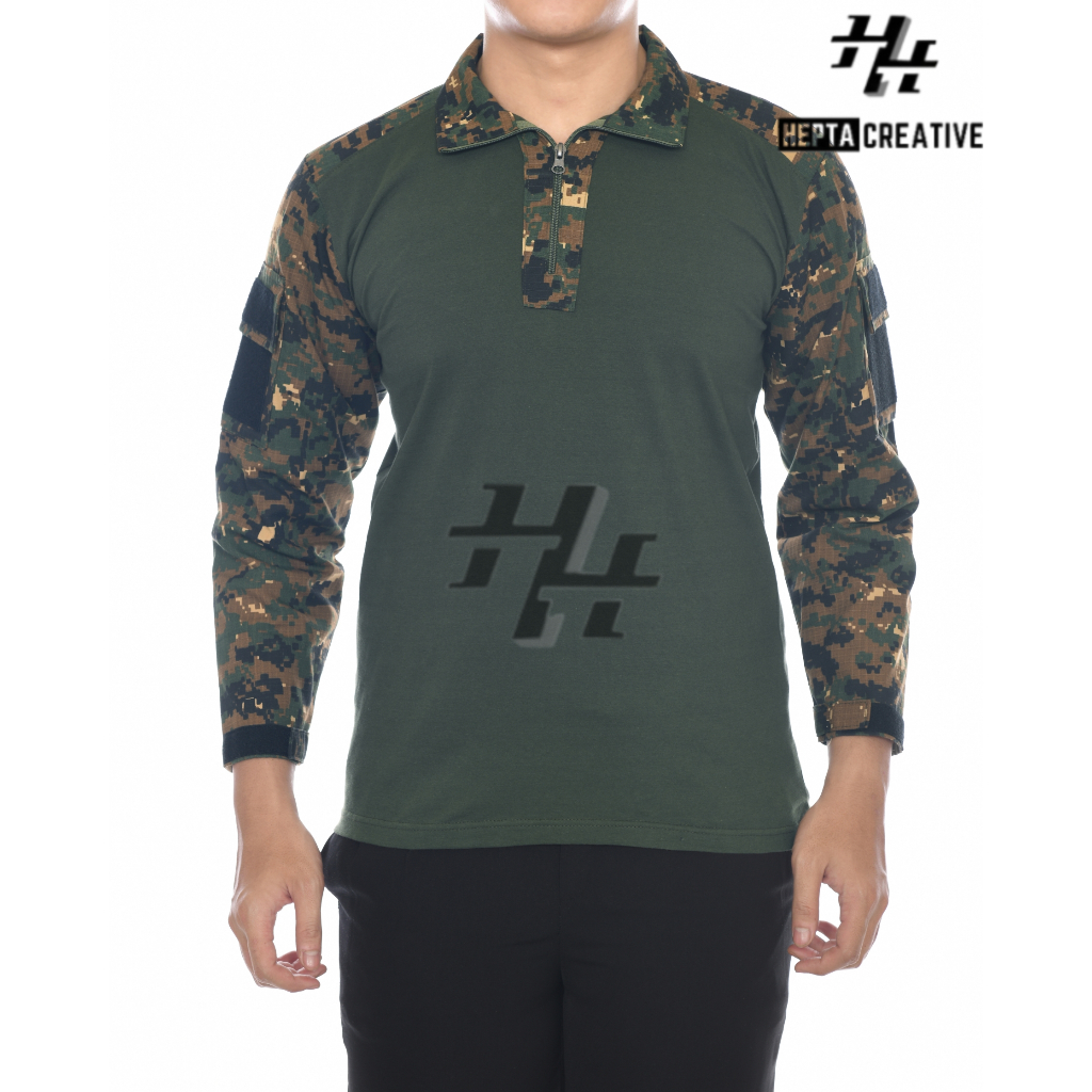 Jual BAJU BDU LORENG LENGAN PANJANG KAOS TACTICAL KOMBINASI COTTON POLOS X RIPSTOP LORENG ...