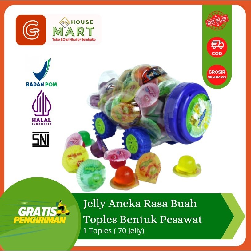 Jual [Grosir Jajanan Warung] Jelly Buah Aneka Rasa Dengan Toples Bentuk Pesawat - Snack Agar ...