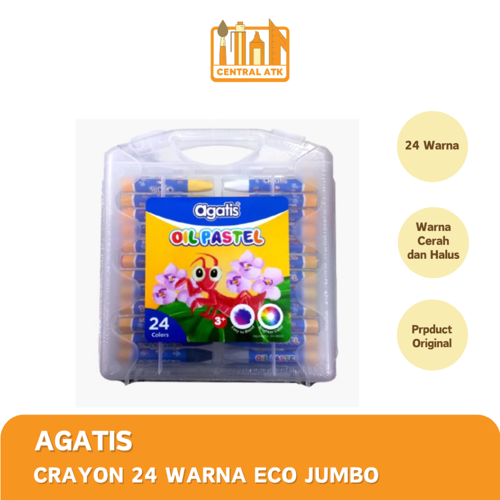 Jual CRAYON / KRAYON AGATIS ISI 24 WARNA ECO JUMBO (1 PCS) | Shopee ...