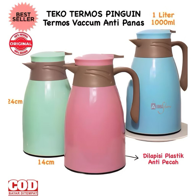 Jual (BISA COD) PROMO Termos Pinguin 1 Liter / Teko Penguin Air Panas ...