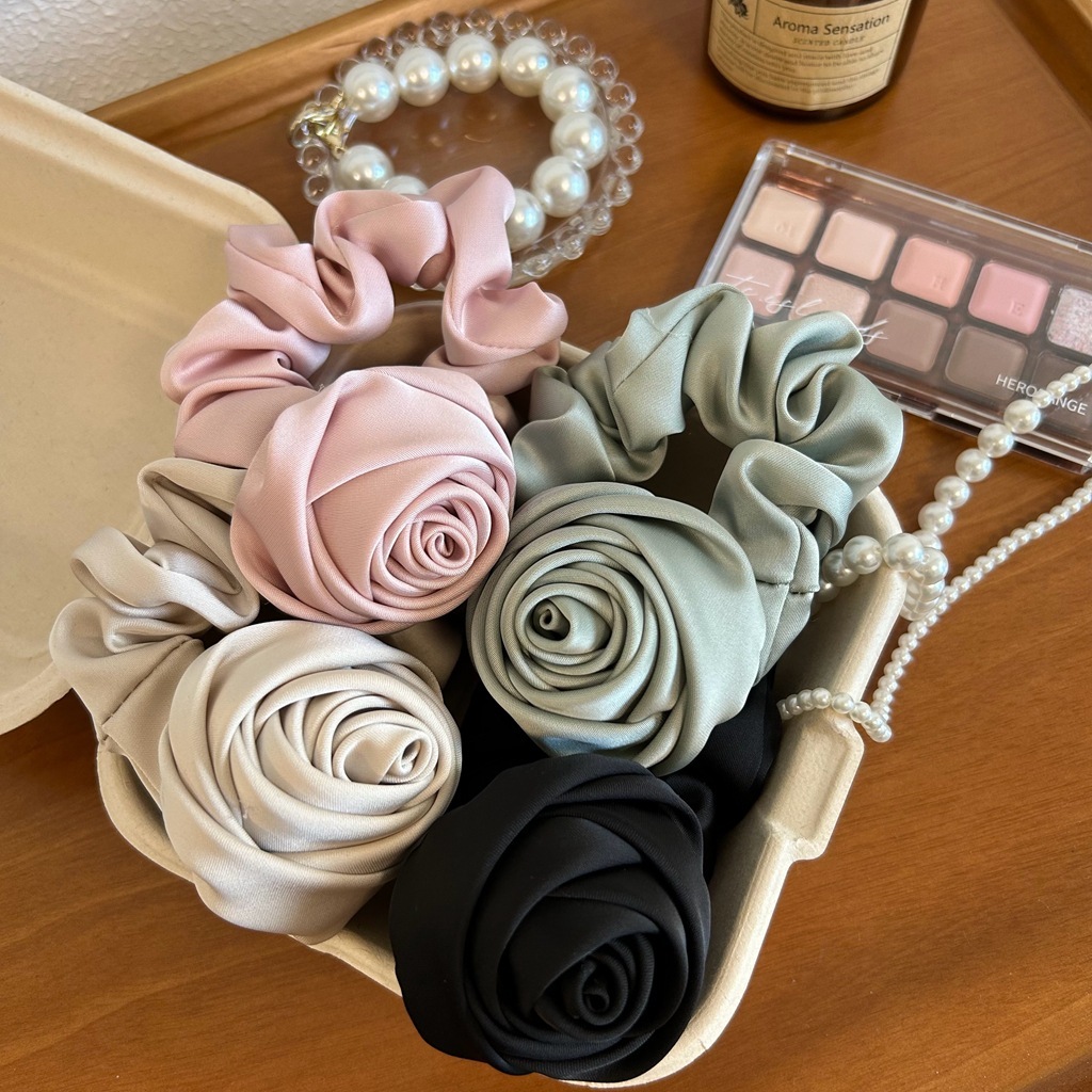 Jual [CUCI GUDANG] SCRUNCHIE RAMBUT ROSE BUNGA MAWAR IKAT KARET HAIRTIE ...