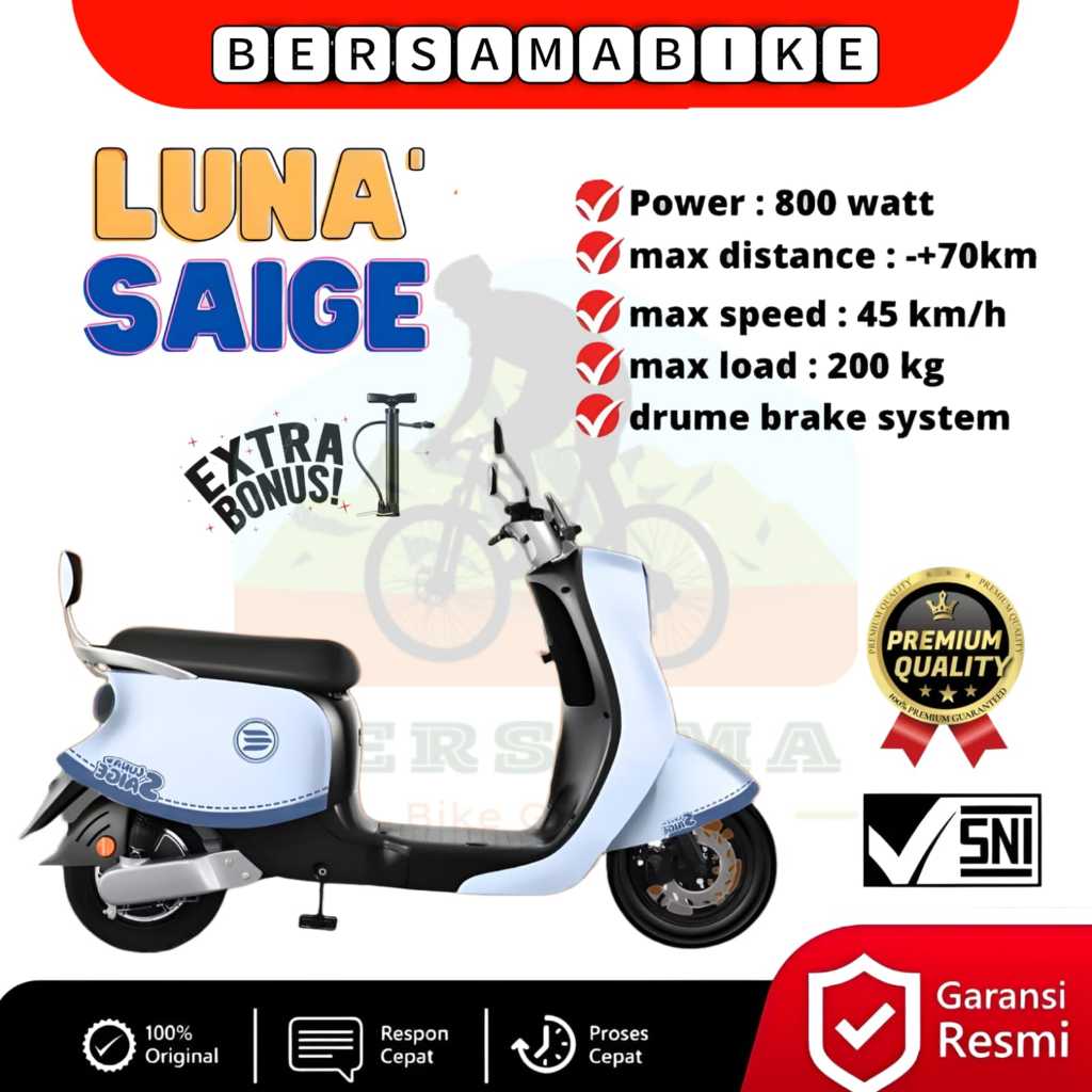 Jual Sepeda Listrik Saige Luna 800 Watt 48V/20Ah Garansi Resmi Saige ...