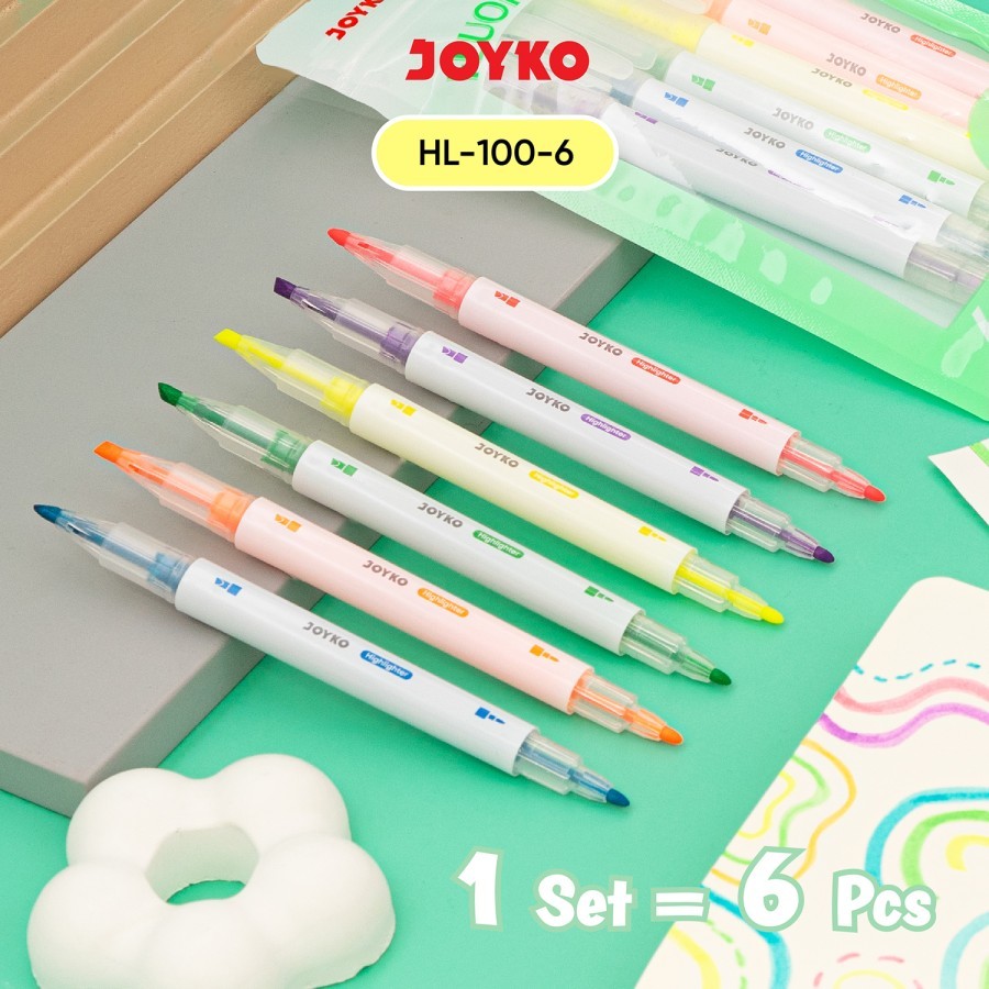 Jual Penanda Berwarna Highlighter Joyko HL-100-6 1 Set 6 Warna ...