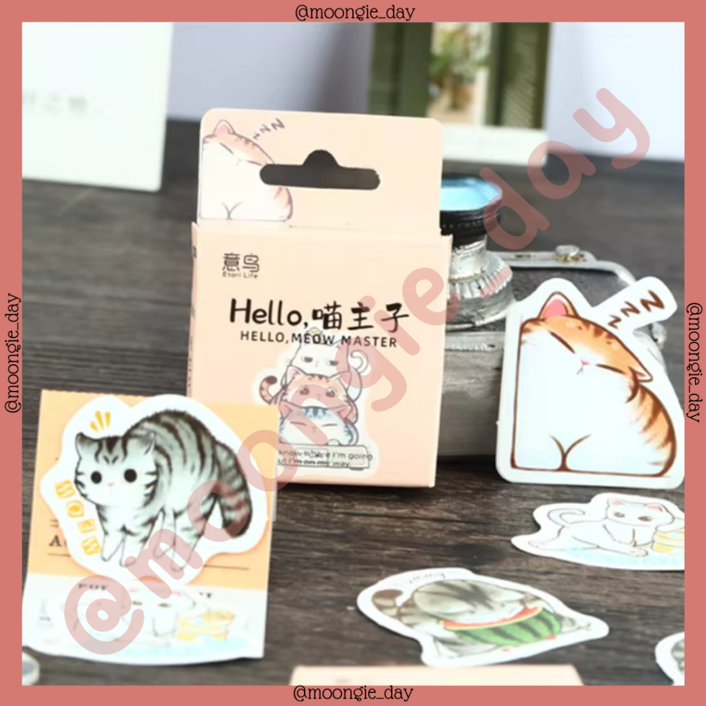 Jual 40-45 PCS/BOX STIKER KERTAS TEMA HELLO MEOW MASTER CAT KITTEN ...