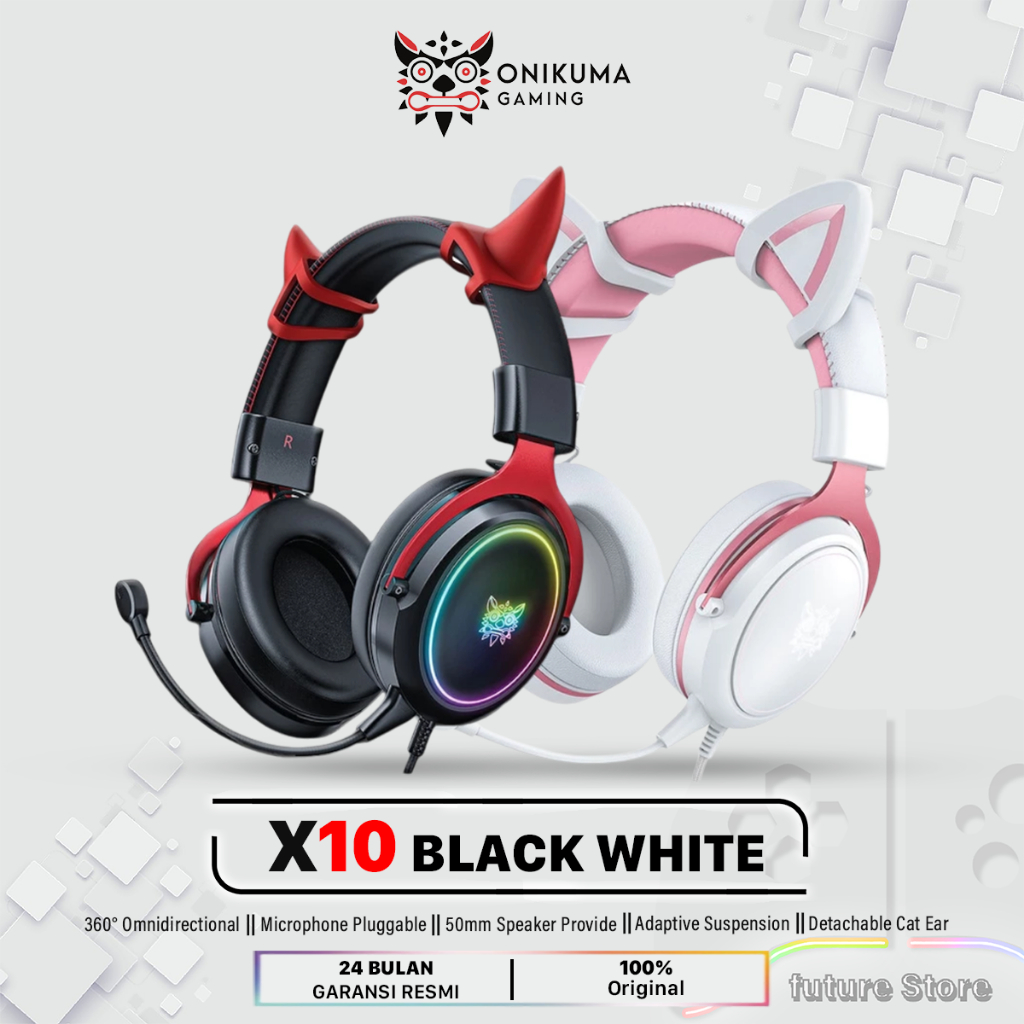 Jual ONIKUMA X10 Headphone Gaming Headset Gaming Black White Original ...