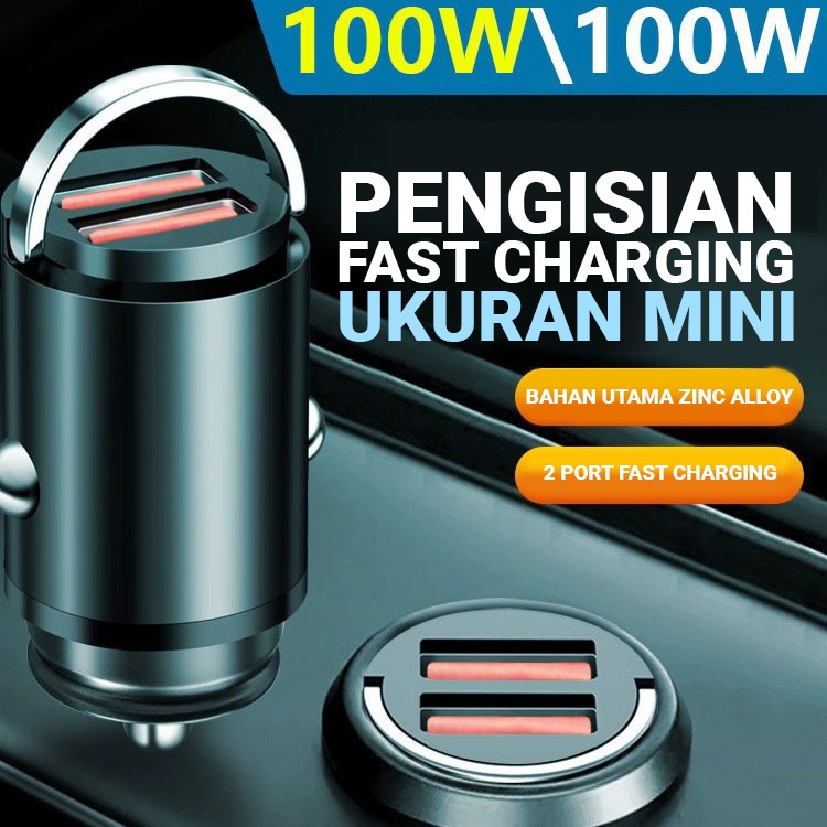 Jual Metal Car Charger Mobile USB3.0 + USB3.0 Fast Charging Hidden type ...