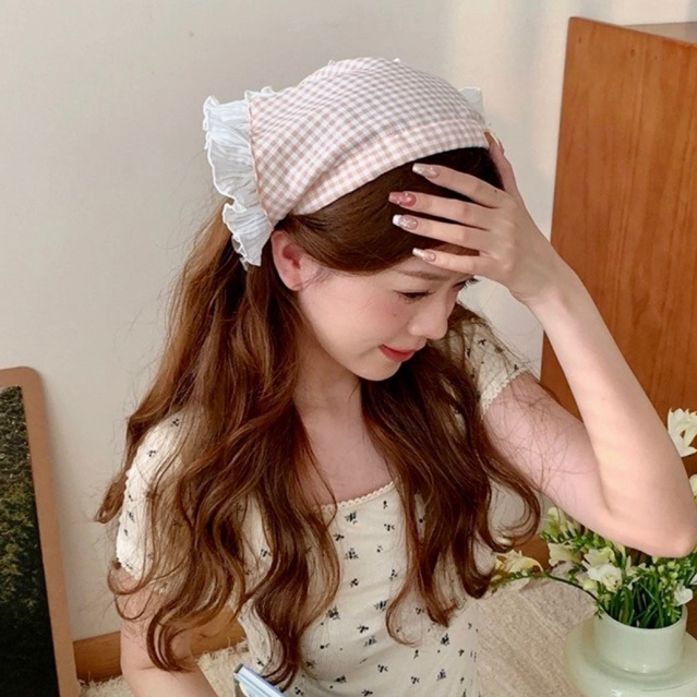Jual Bando korean gingham style veil bando kain | Shopee Indonesia