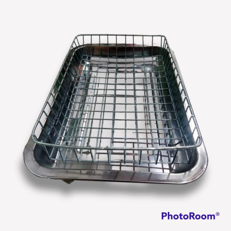 Jual Rak kranjang peniris makanan & wadah minyak stainles baking tray ...
