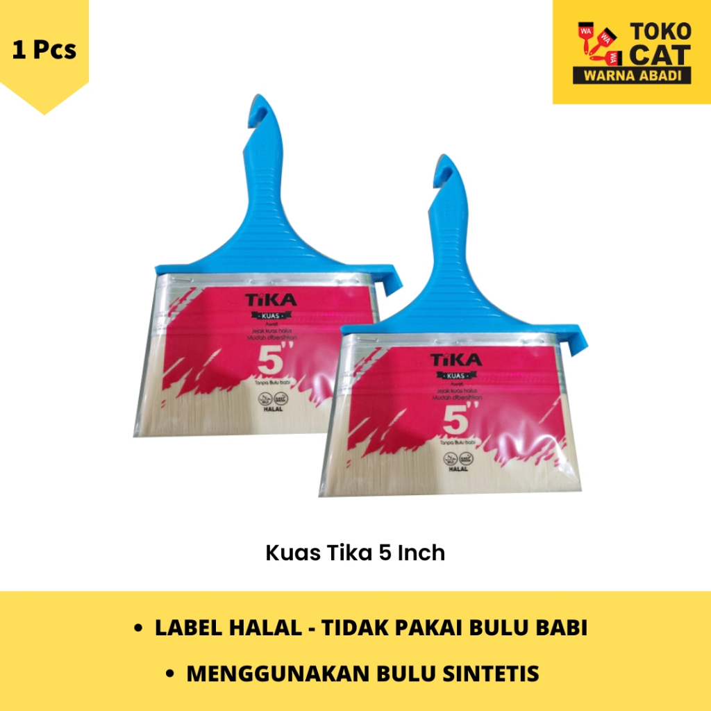 Jual KUAS TIKA 5 INCH ( TANPA BULU BABI, KUAS CAT TEMBOK, MINYAK, DLL ...