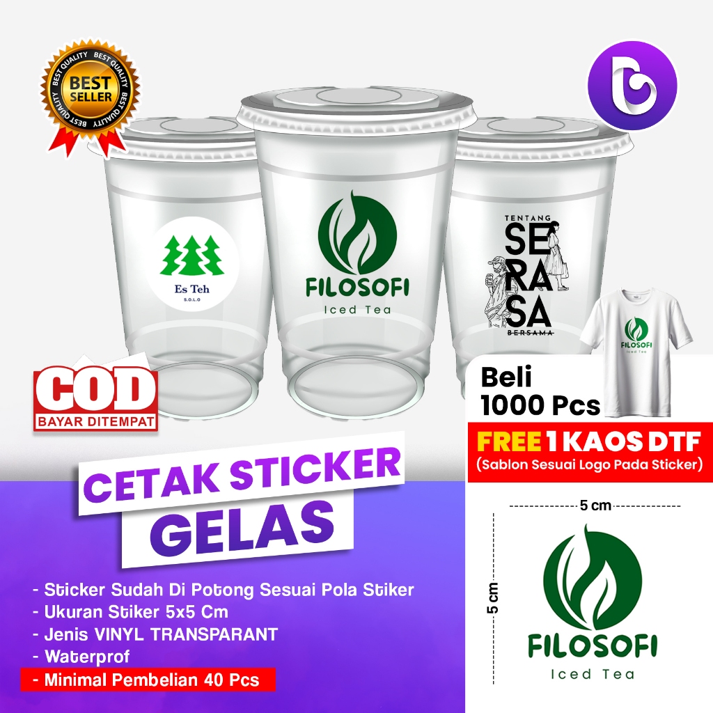 Jual CETAK LABEL GELAS/CUP MINUMAN TRANSPARANT UK 5x5CM | Shopee Indonesia