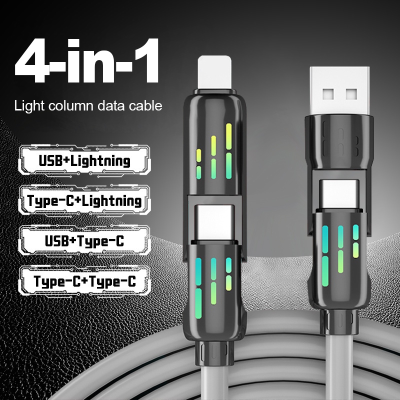Jual 4-in-1 Kabel Data 240W Pengisian Daya Super Cepat Kabel Data Type ...