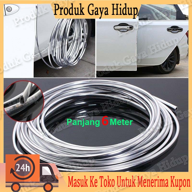 Jual Lis Dekorasi Mobil Chrome 6M/List Moulding Chrome 6M Lis Silver ...