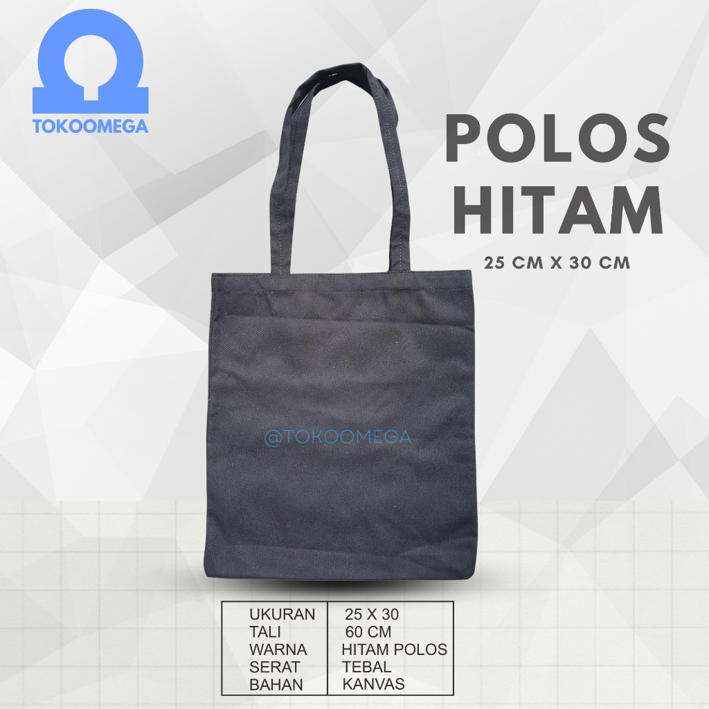 Jual Totebag Polos Kanvas Hitam Ukuran 25 x 30 Cm Tas Tote Godie Goodie Bag Goodiebag Jinjing ...
